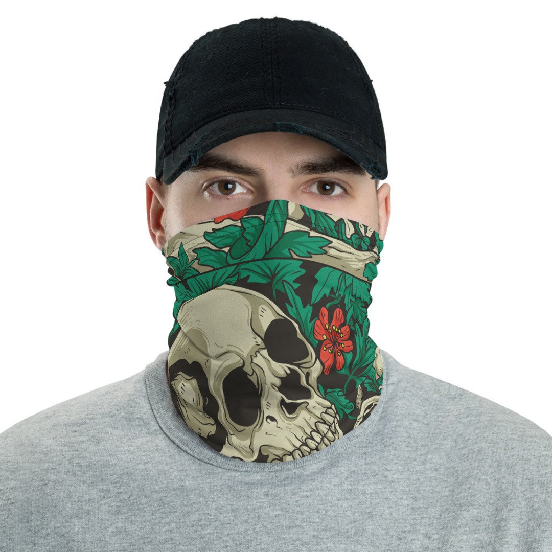 Skull and Roses Face Mask,neck Gaiter,reusable Grunge Face Mask,goth ...