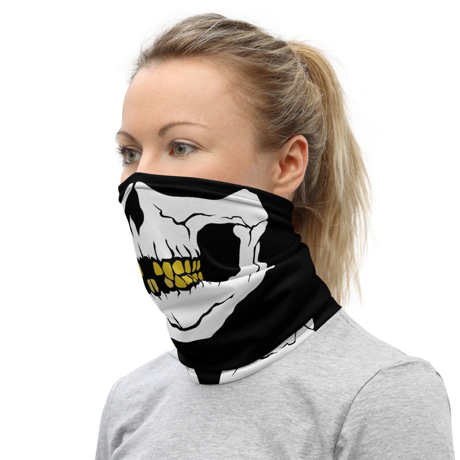 Skull Mouth Goth Face Mask, Grunge Gothic Cover Mask, Witchy Neck ...