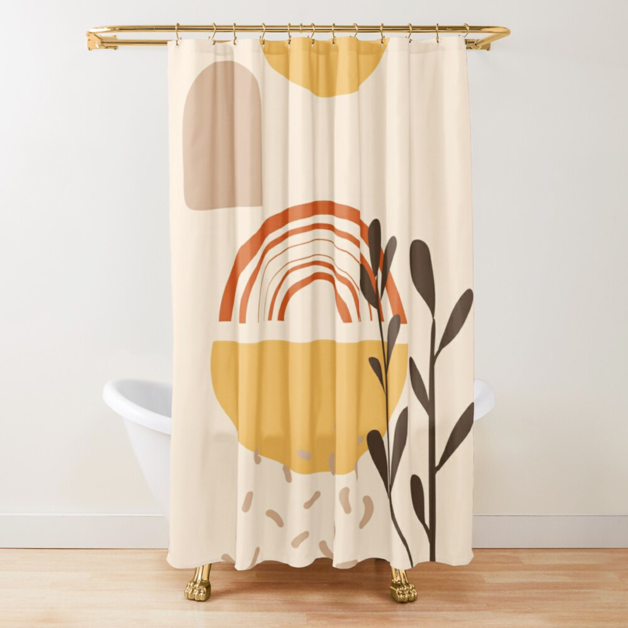 Scandinavian abstract sunset nordic shower curtain Boho | Etsy