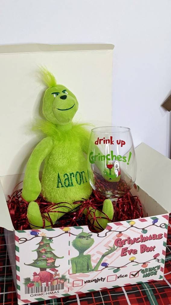 Personalized Christmas Grinch and Box - Etsy