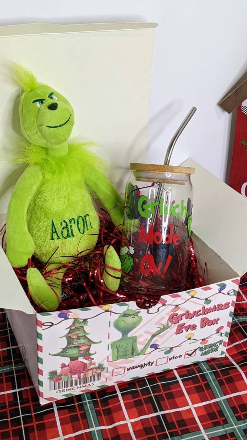 Personalized Christmas Grinch and Box - Etsy