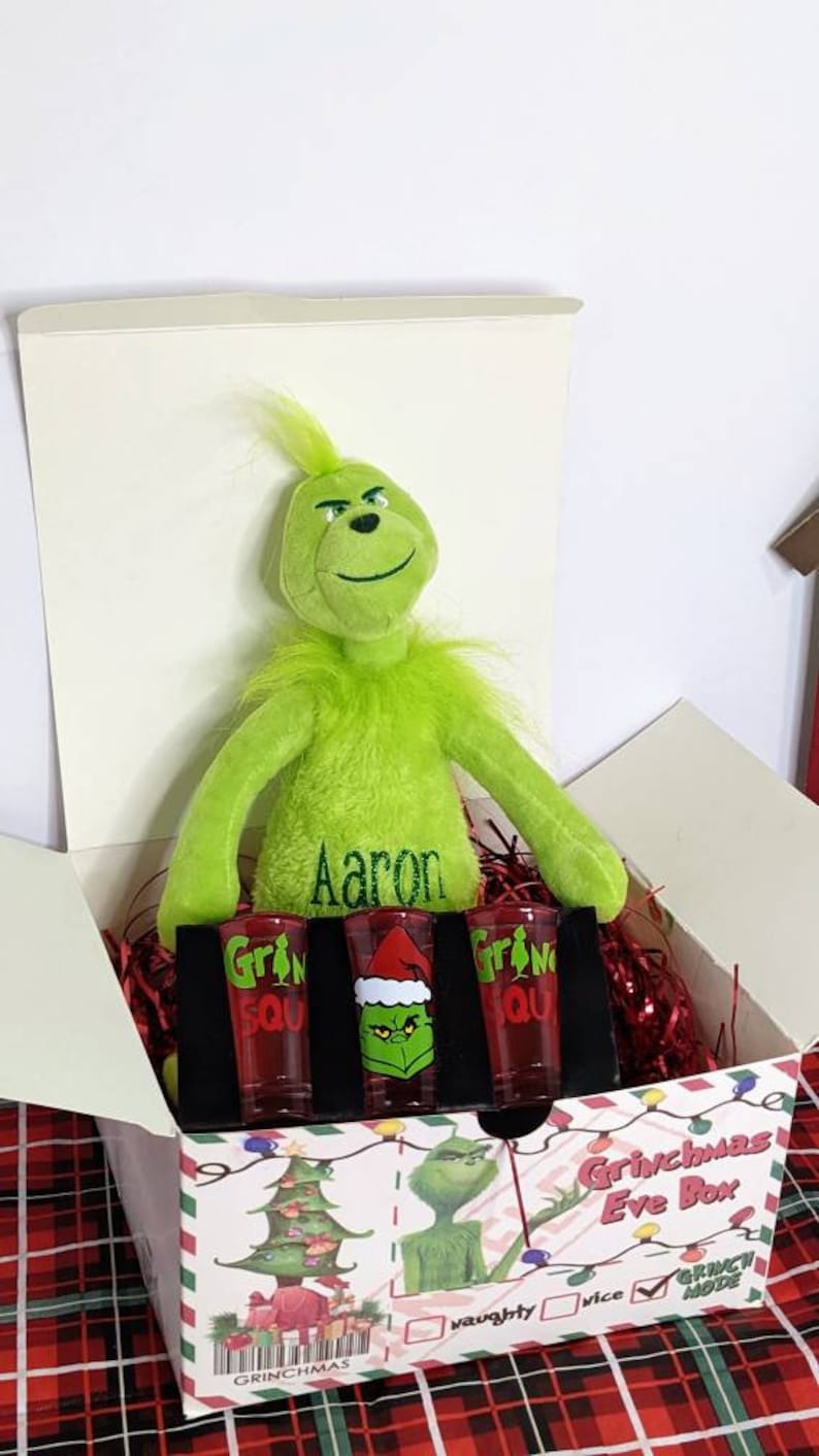 Personalized Christmas Grinch and Box - Etsy
