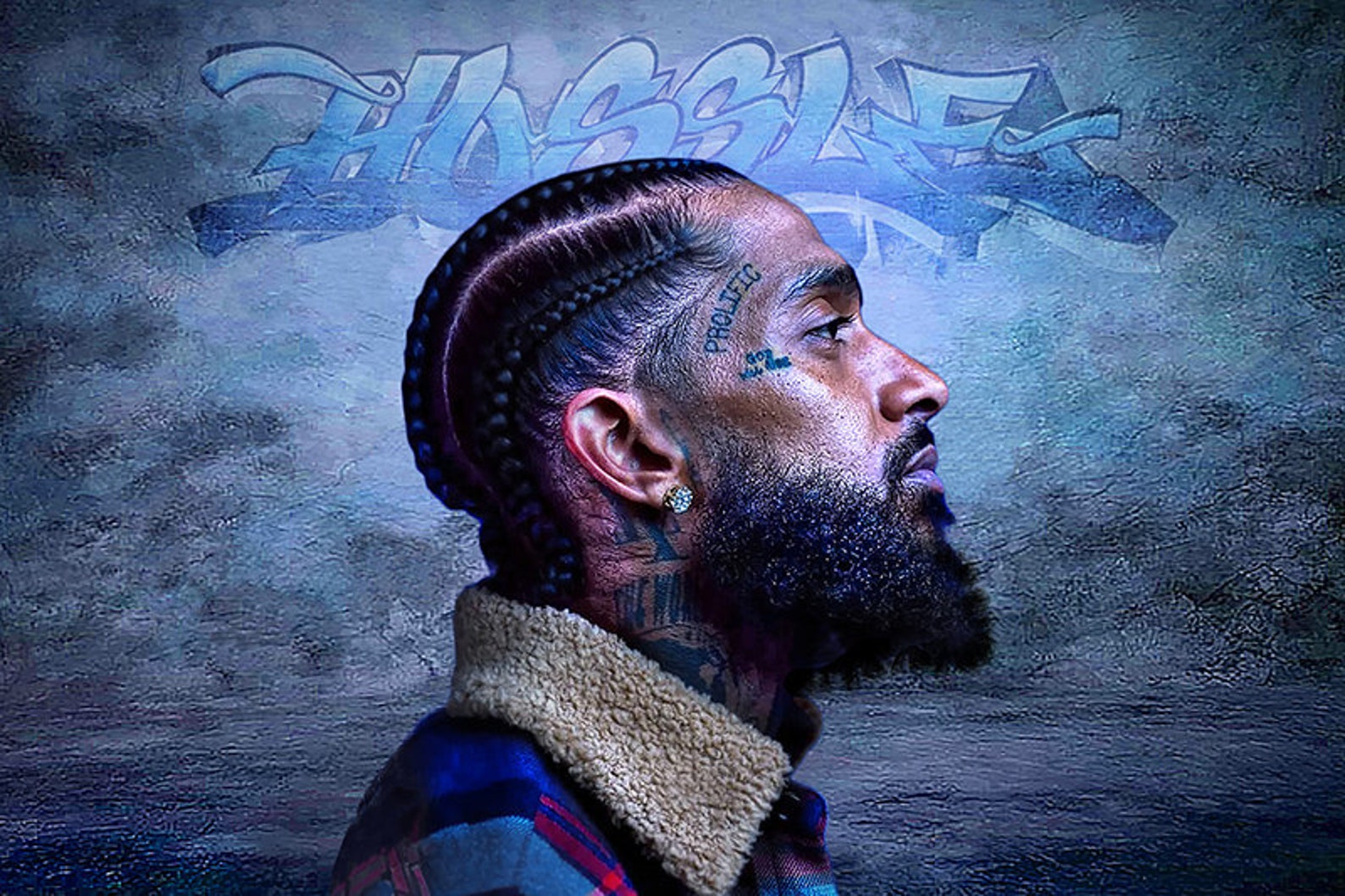 Nipsey Hussle Art Canvas Print With Blue Background Etsy
