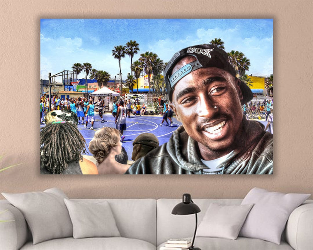 Tupac Shakur (2pac) Playing Basketball Canvas Art Print. This Huge ...
