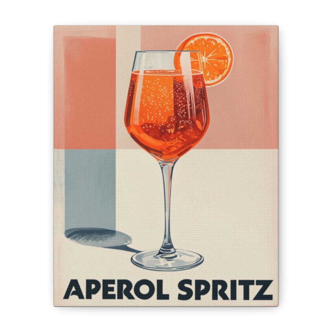Aperol Spritz Wall Art Canvas, Retro-style Decor, Perfect for Home Bar ...