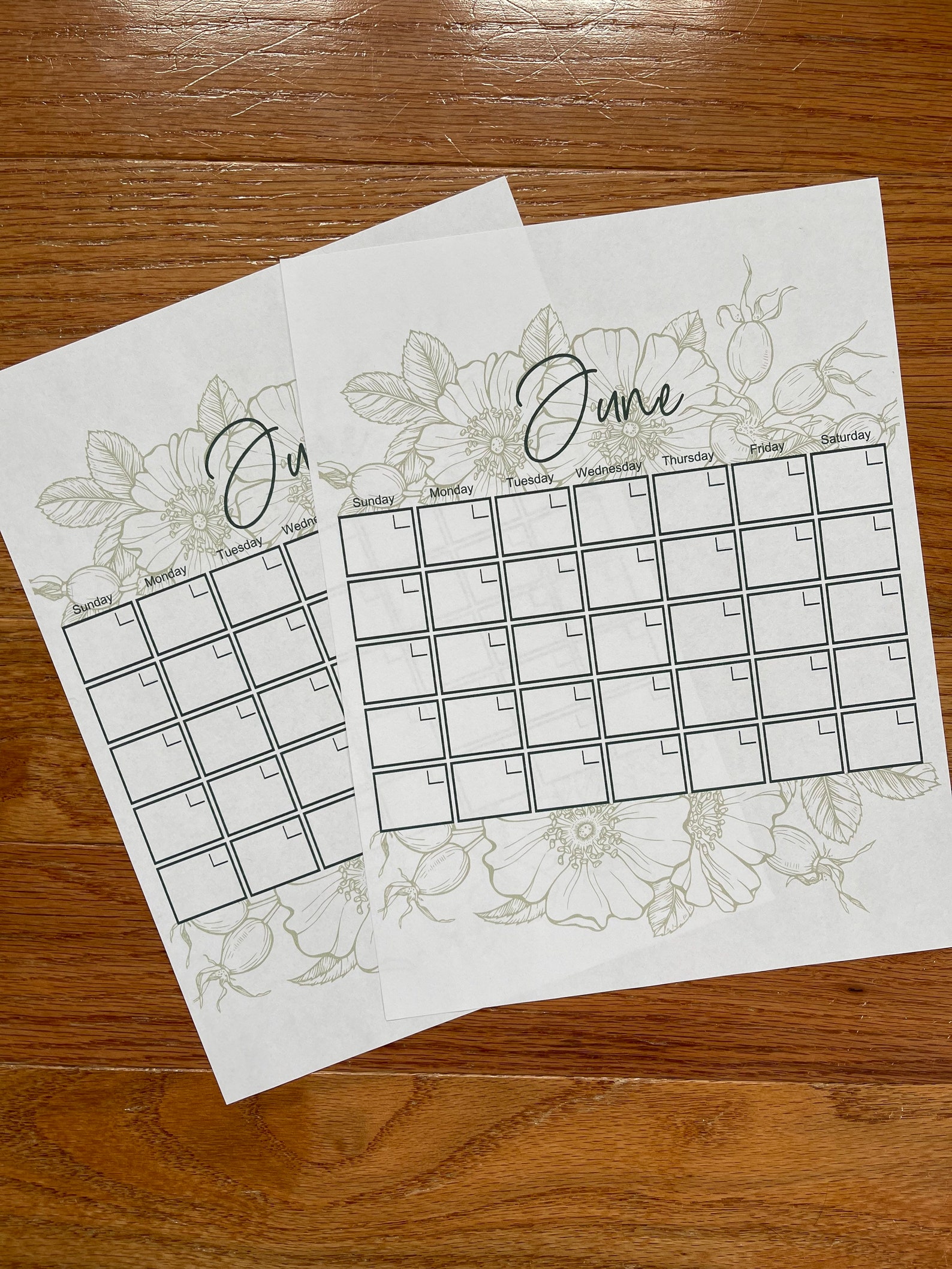 Printable Floral Calendar; Fillable Calendar; Blank Monthly Calendar ...