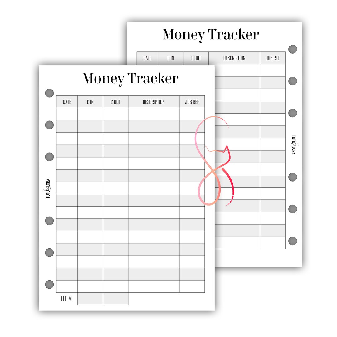 Money Tracker Insert for A6 Size Ring Bound Planner, A6 Size Inserts ...