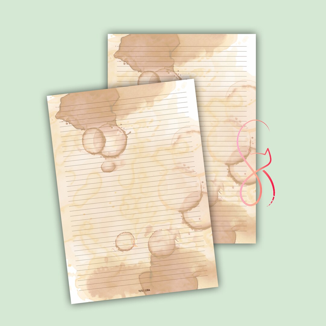 A5 Coffee-stained Writing Paper Vintage Stationery Coffee Lined Paper ...