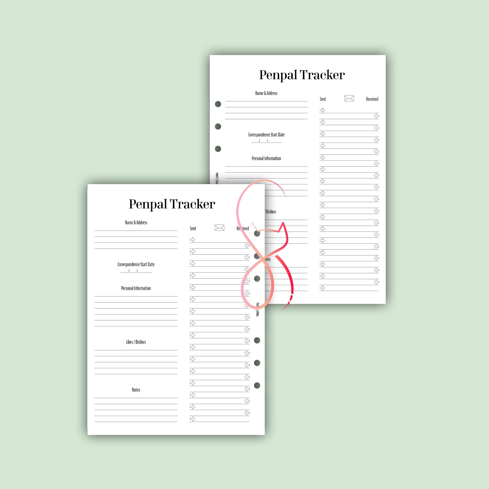 A5 Ring Planner Penpal Tracker Insert Printable Penpal Organizer for ...