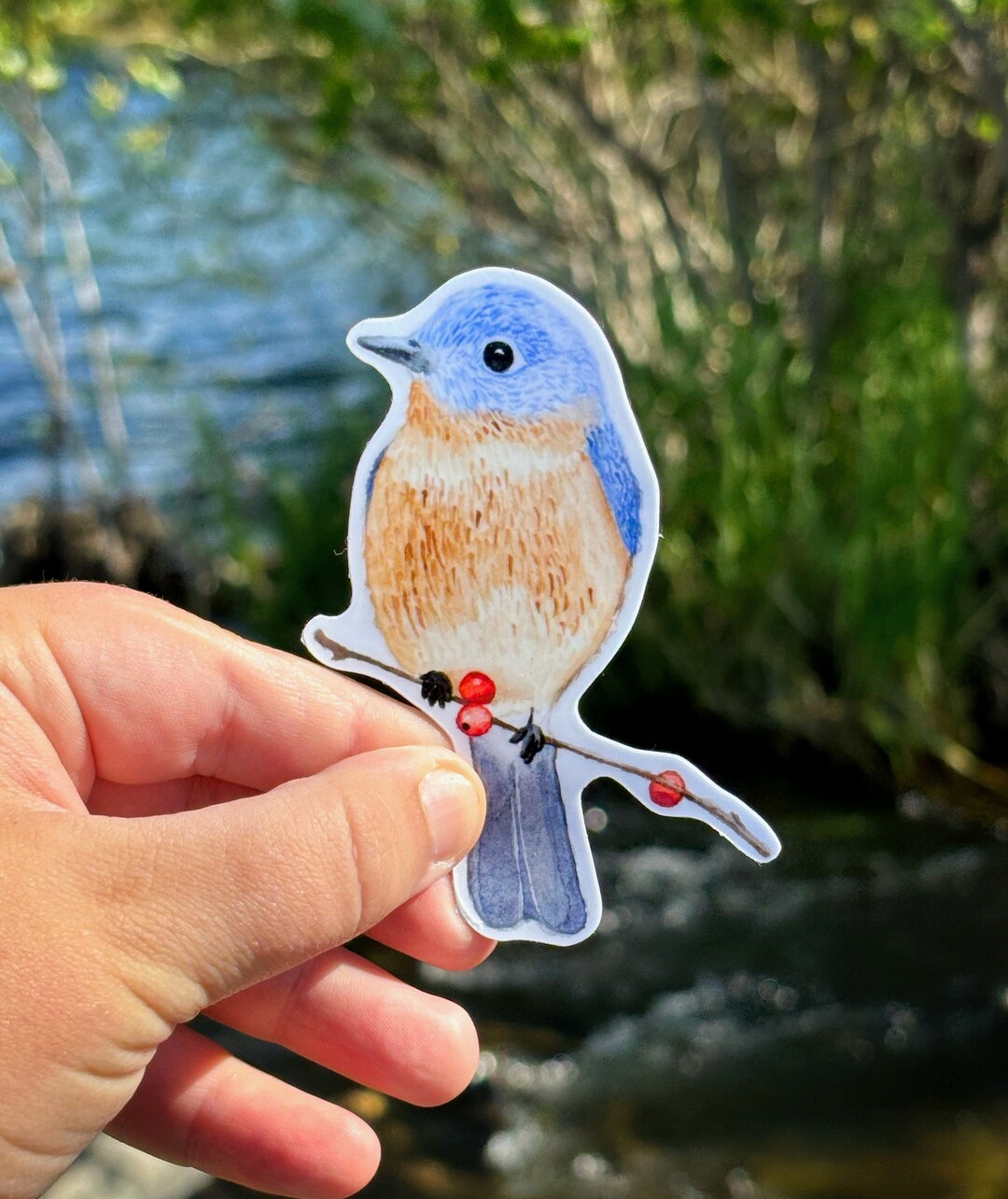 Watercolor Blue Bird Waterproof Sticker - Etsy