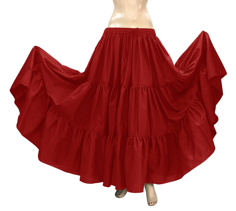 Cotton 10 Yard 3 Tiered Skirt Belly Dance Tribal Panel Skirt | Etsy