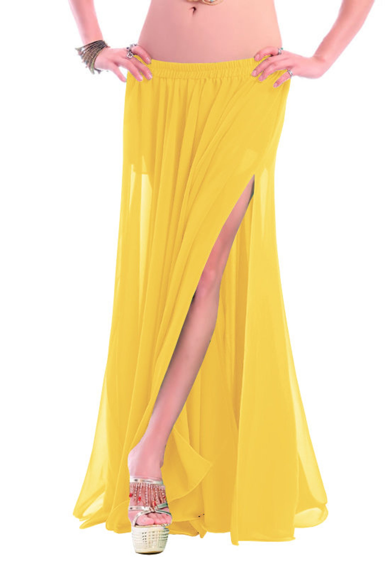 360 Degree 2 Side Slit Skirt Chiffon Full Circle Skirt Belly - Etsy