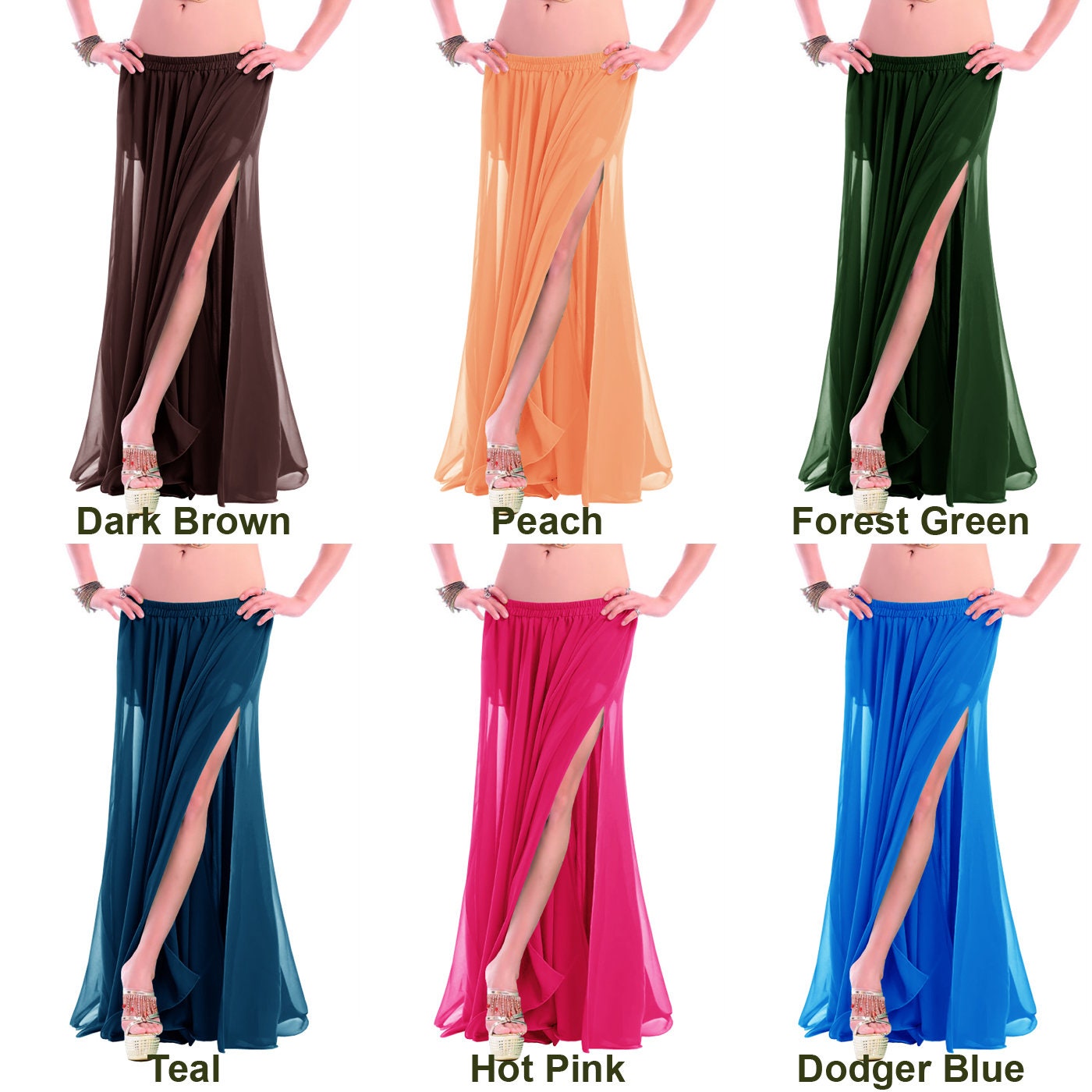 360 Degree 2 Side Slit Skirt Chiffon Full Circle Skirt Belly - Etsy