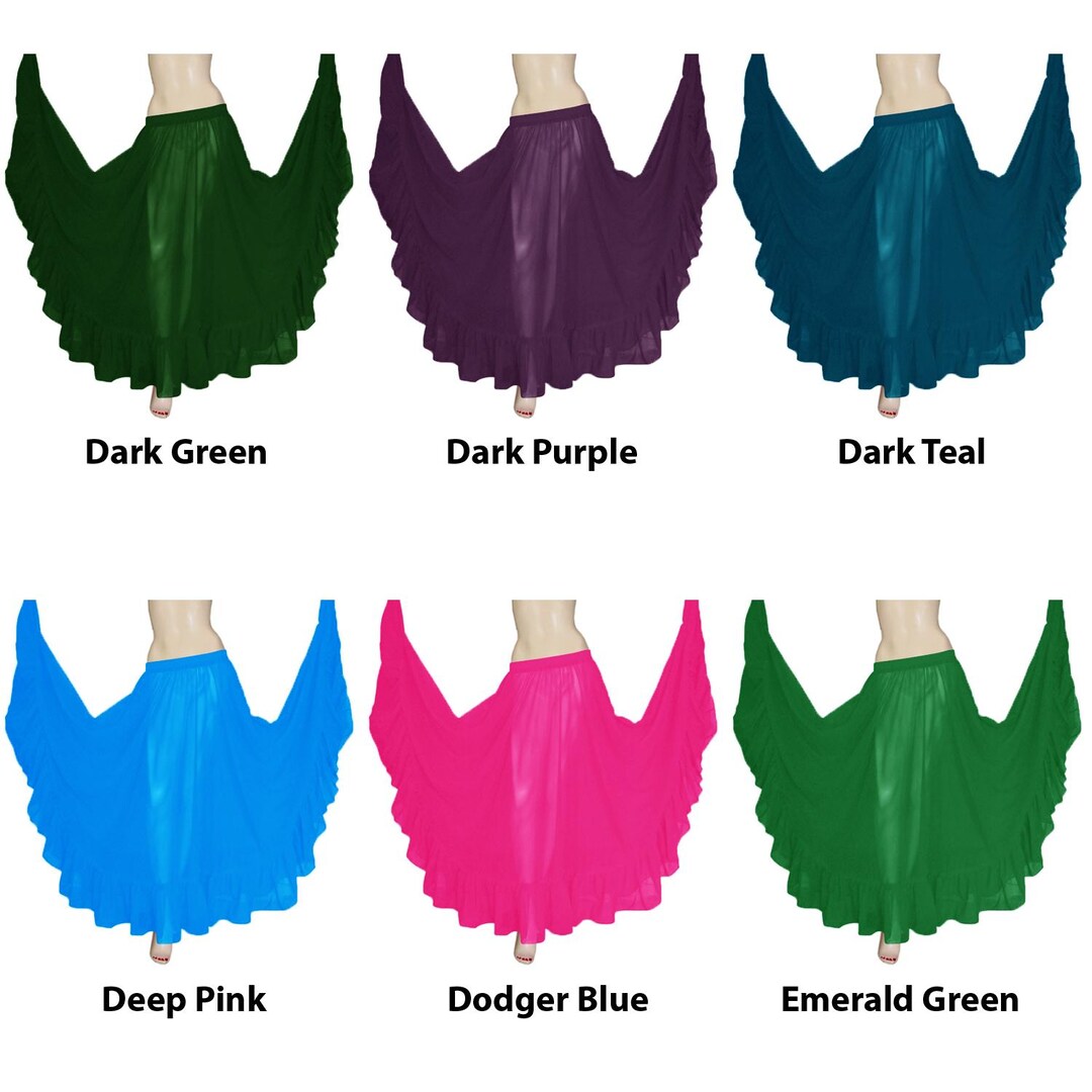 360 Degree Flamenco Skirts, Chiffon Full Circle Skirts, Belly Dance ...