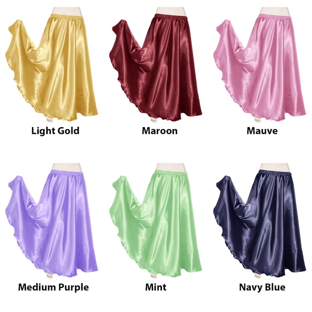 Satin Half Circle Skirts, Belly Dance Tribal Panel Skirts, Full Long ...