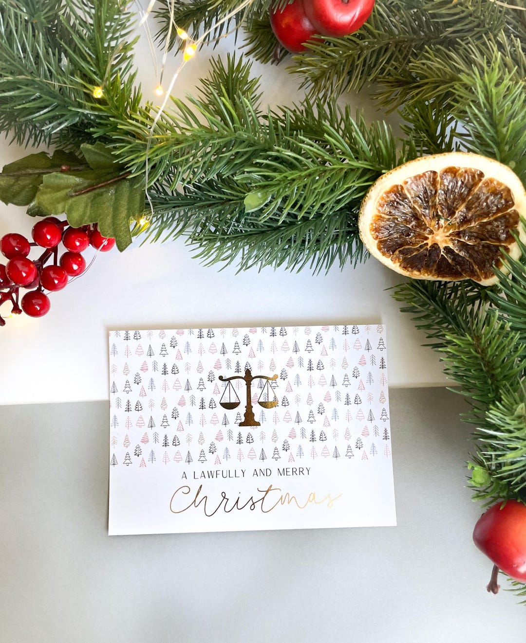 Christmas Card – Lawfully and Merry Christmas, Scales of Justice, Gift ...