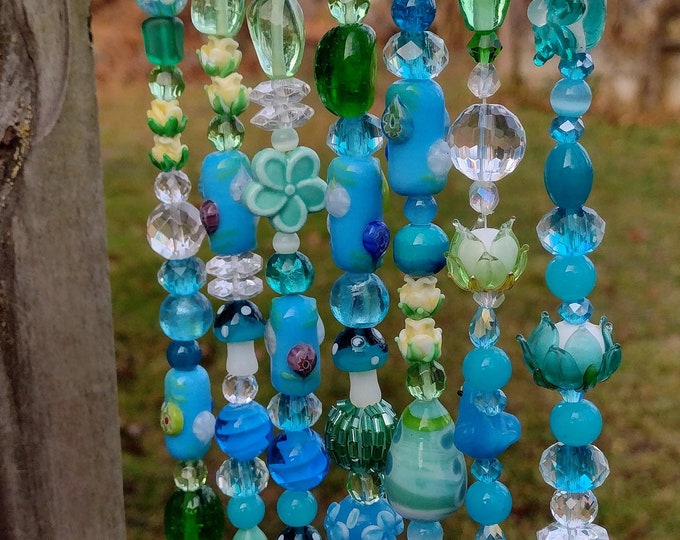 Glass Bead Suncatcher Strands Handmade Beaded Window Curtains Beaded ...