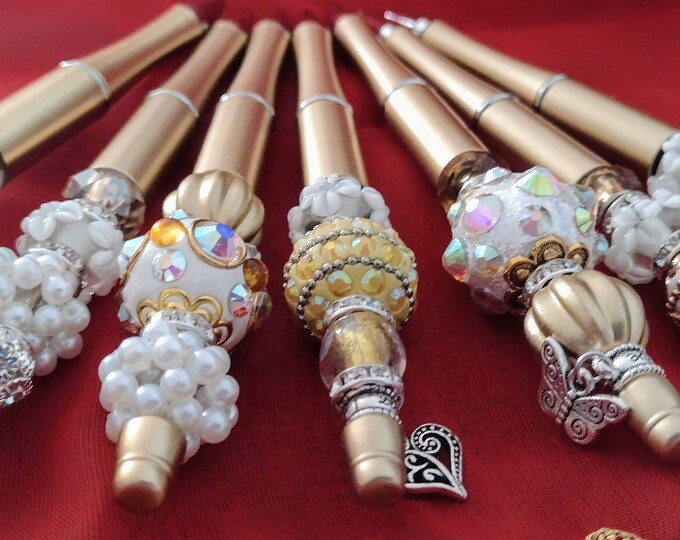 Beaded Pen/gold Floral Beaded Pens/gift for Friends/journal Pen/fancy ...