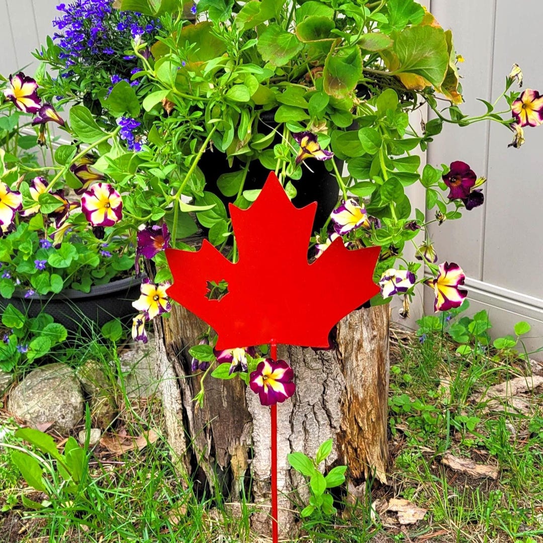 Maple Leaf Garden Stake, Canadian Maple Leaf ,metal Garden Stake - Etsy