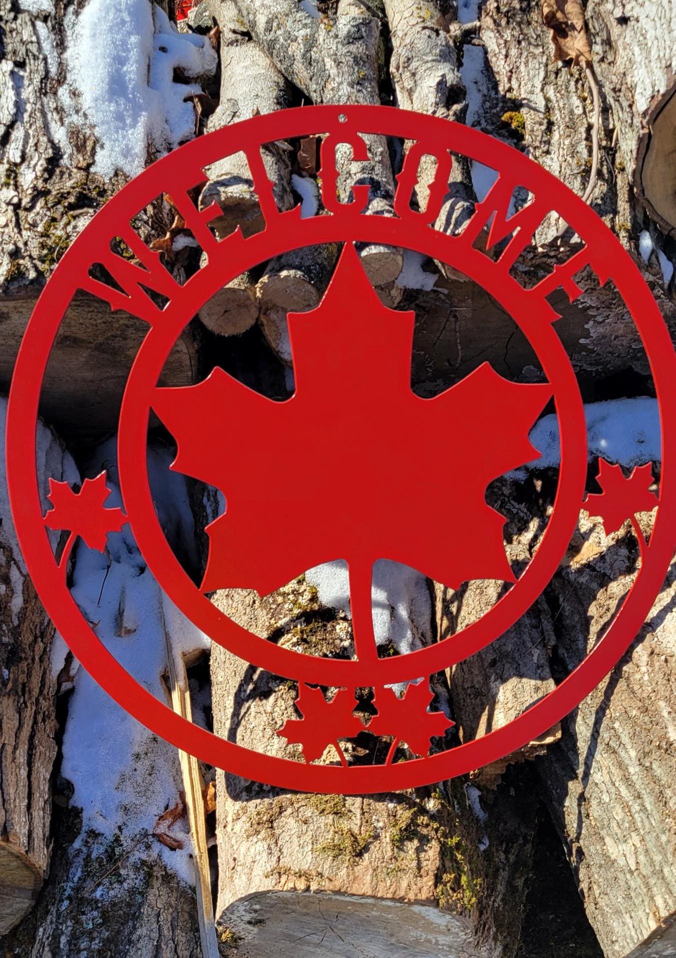 Maple Leaf Welcome Sign, Metal Outdoor House Decor - Etsy