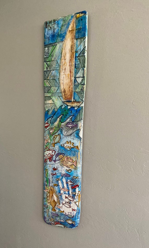 Original Acrylic Painting on Boat Rudder sailing on | Etsy