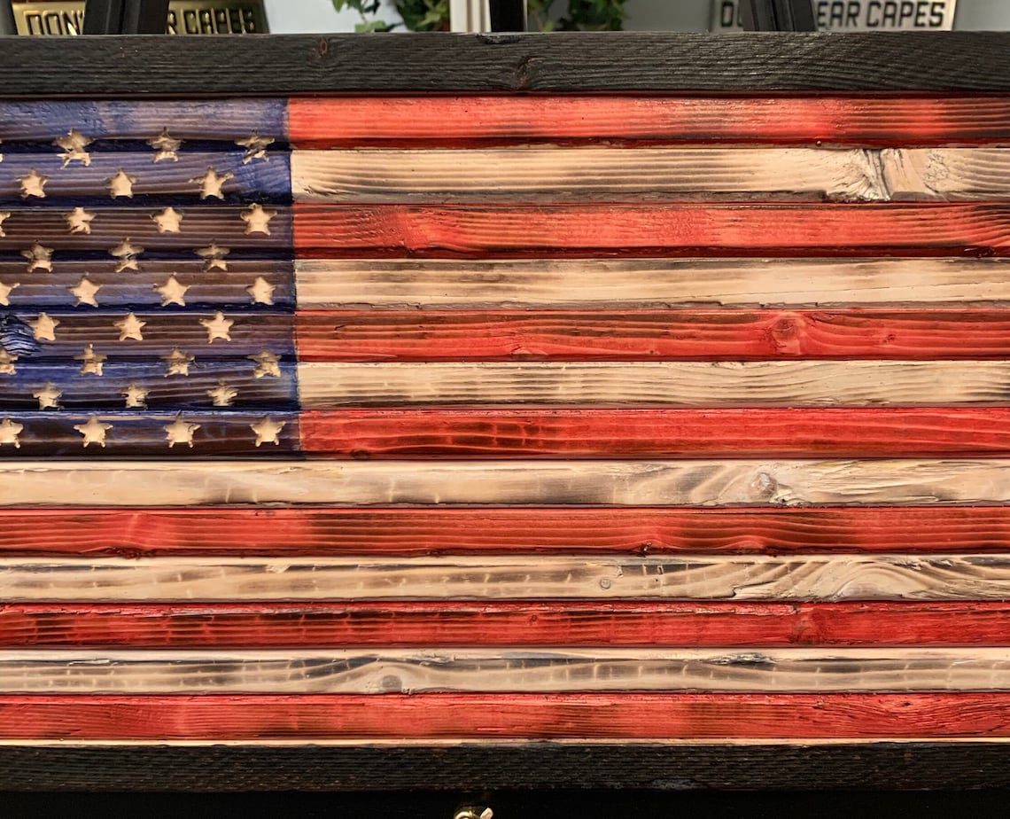 Rustic Handmade Framed Wooden American Flag Wall Art Indoor - Etsy