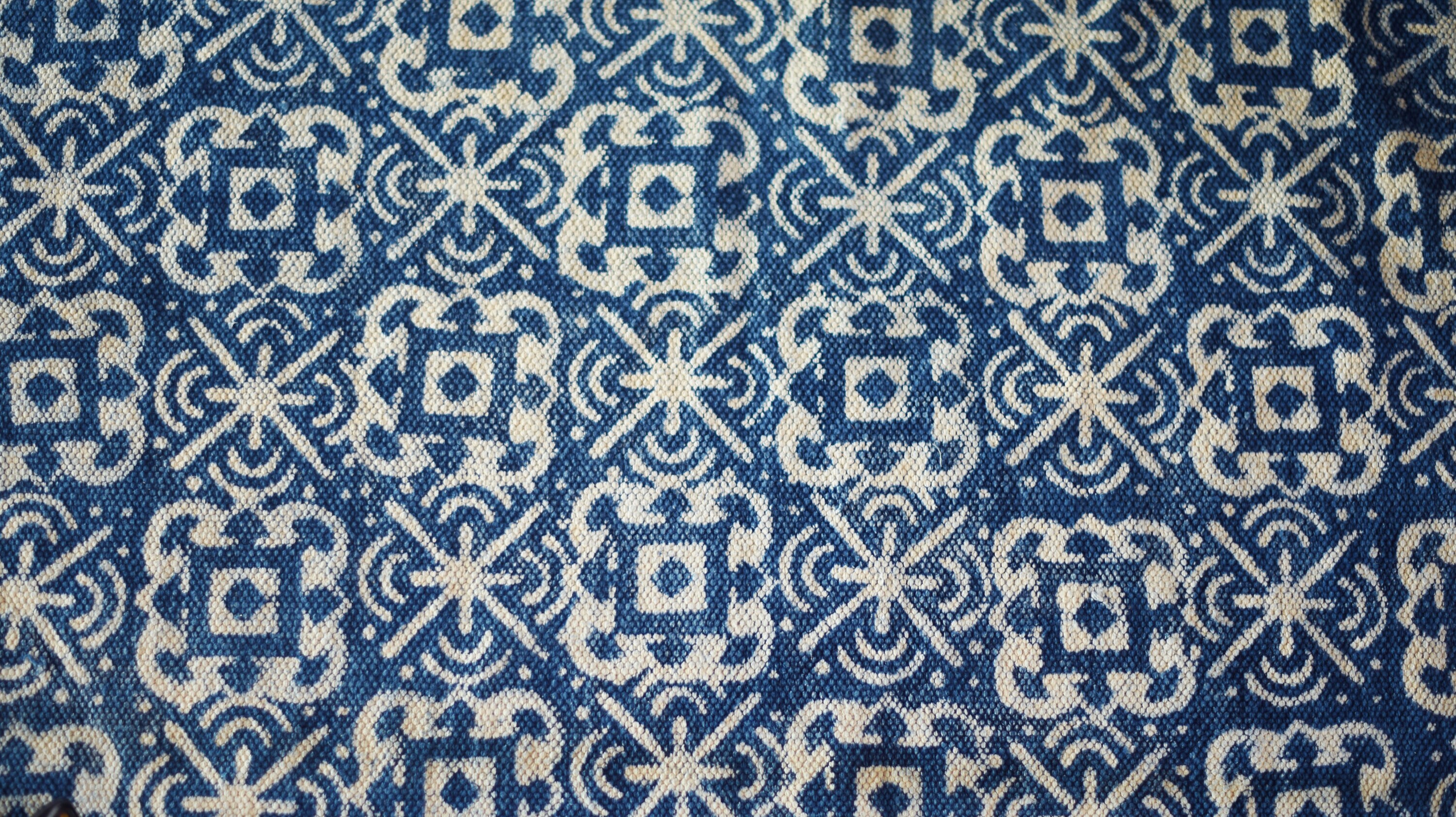 Indigo Block Printed Handmade Cotton Rug / Handmade Rugs / | Etsy