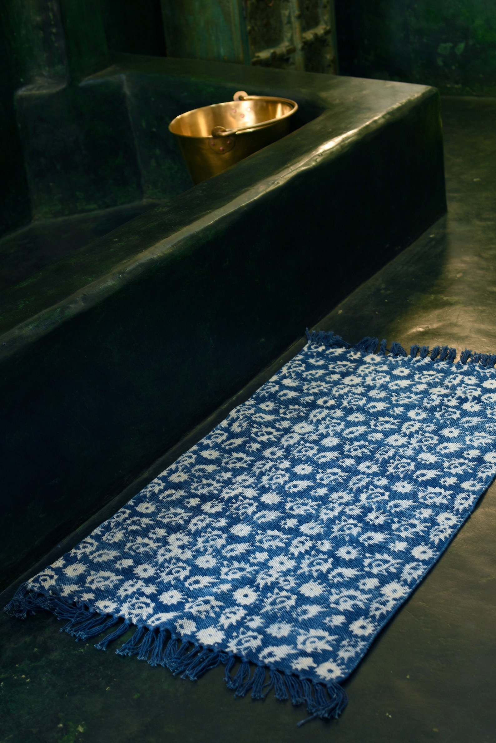 Indigo Block Printed Handmade Cotton Rug / Handmade Rugs / | Etsy