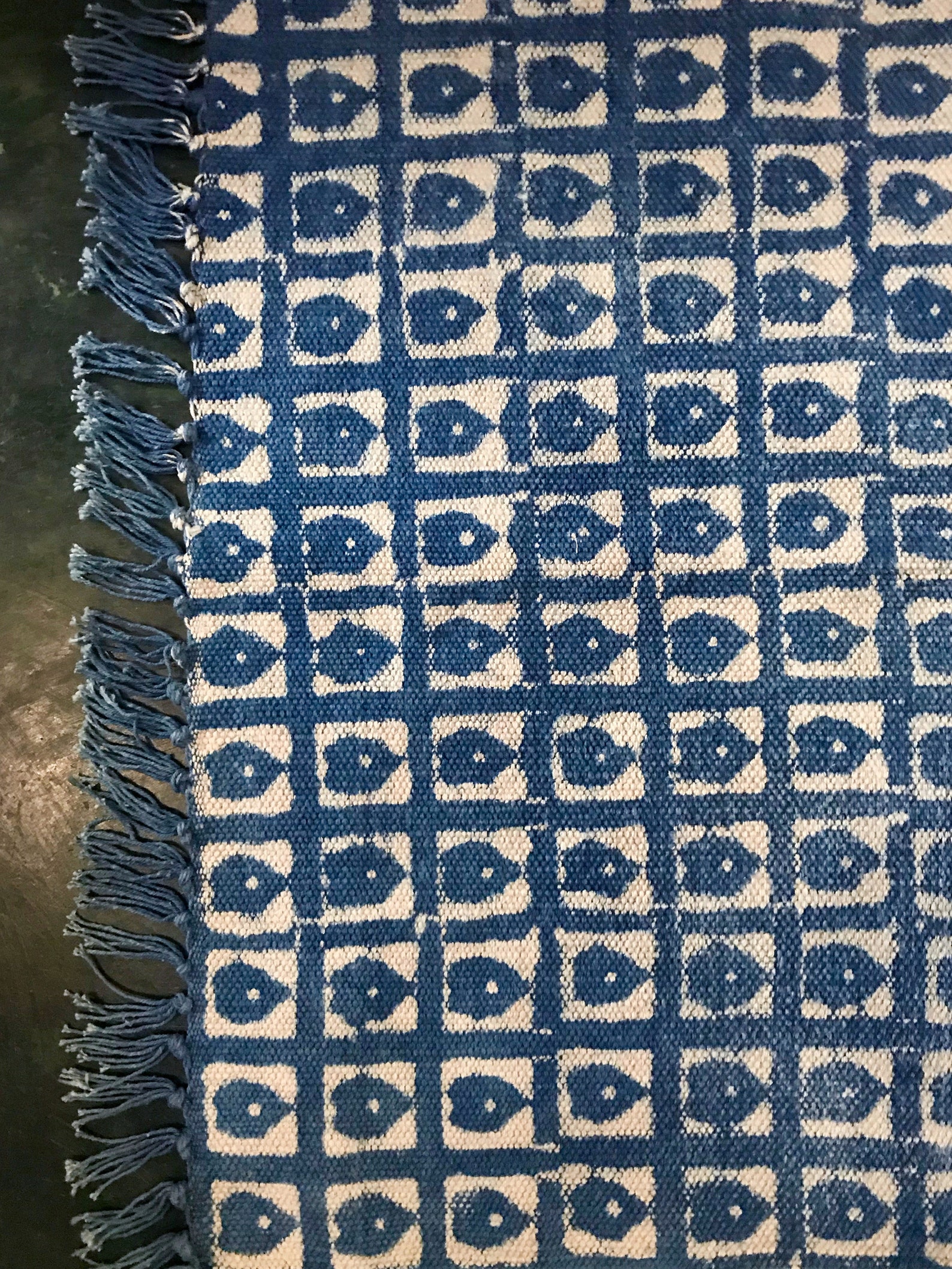 Indigo Block Printed Handmade Cotton Rug / Handmade Rugs / | Etsy