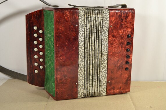 Vintage Accordion Soviet Musical Instrument Red USSR 1980s - Etsy