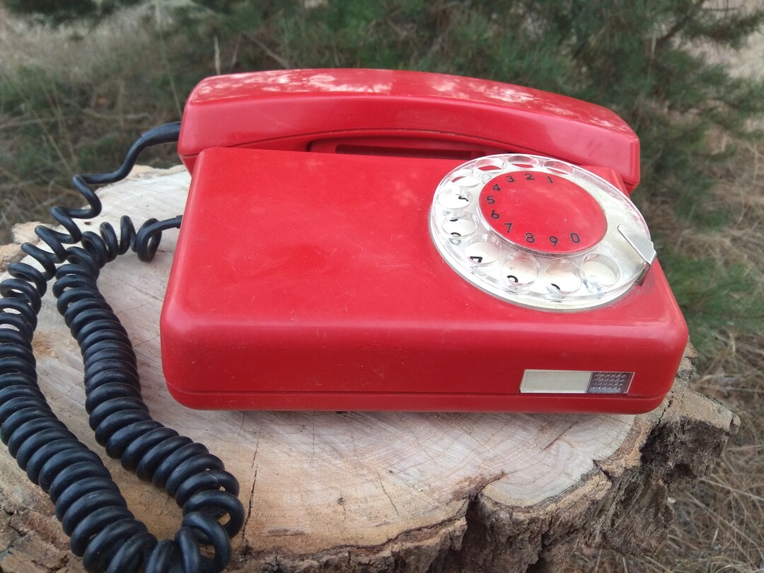 Vintage Rotary Phone Old Red Phone Retro Desk Telephone 1980s - Etsy