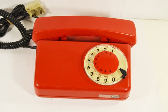 Vintage Rotary Phone Old Red Phone Retro Dial Telephone 1980s - Etsy