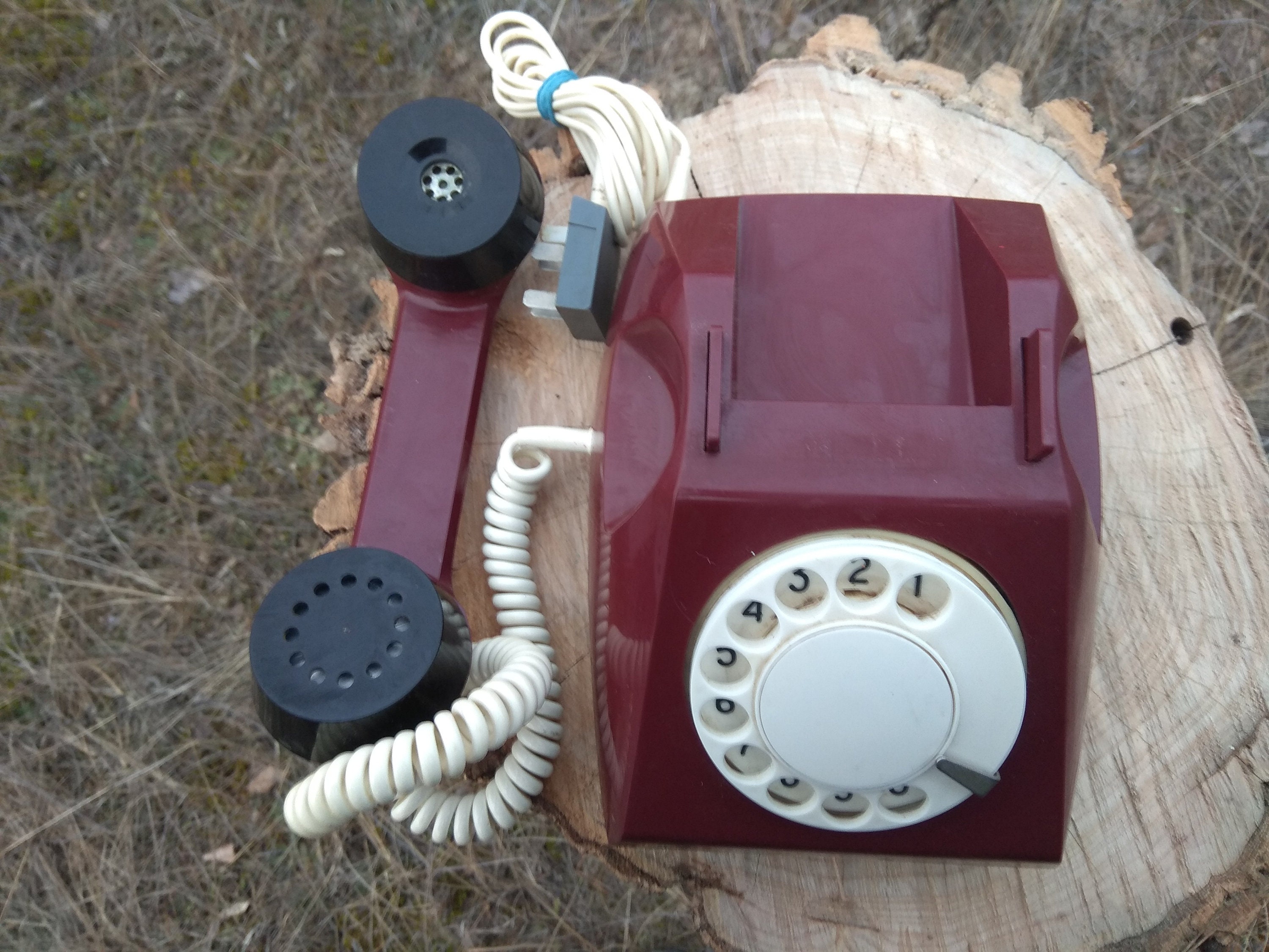 Vintage Old Rotary Phone Red Soviet Telephone 1980s | Etsy