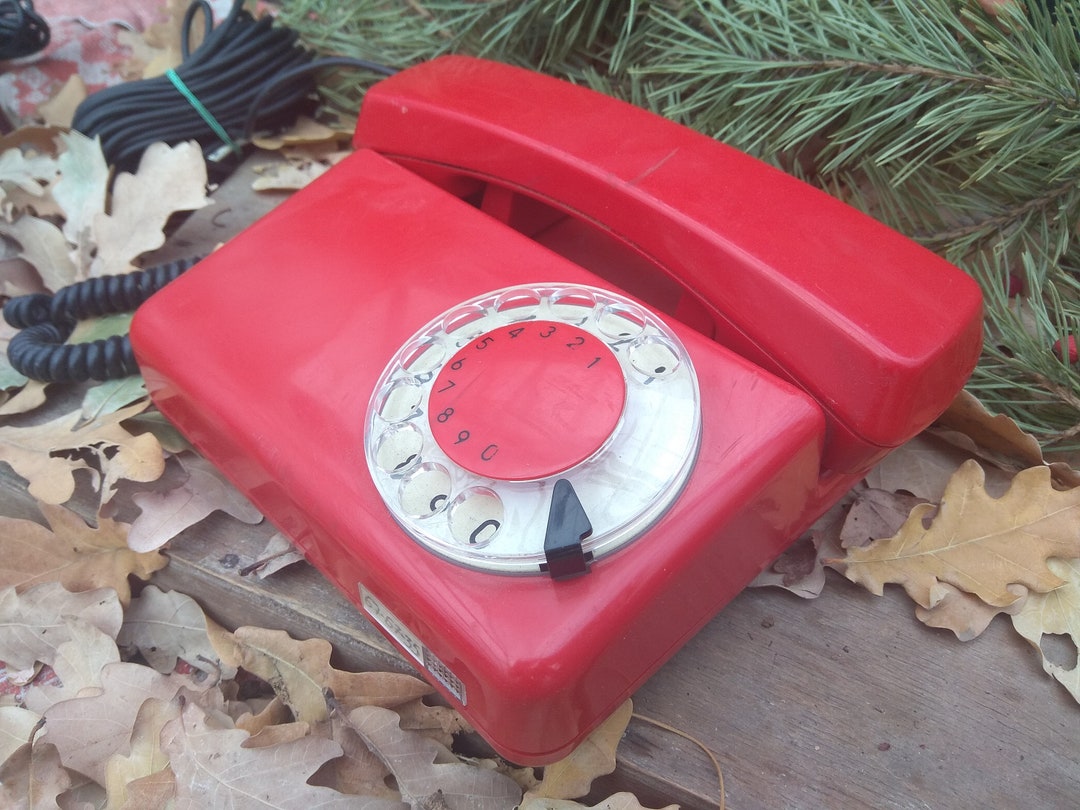 Vintage Rotary Phone, Red Telephone, Retro Desk Phone 1980s - Etsy