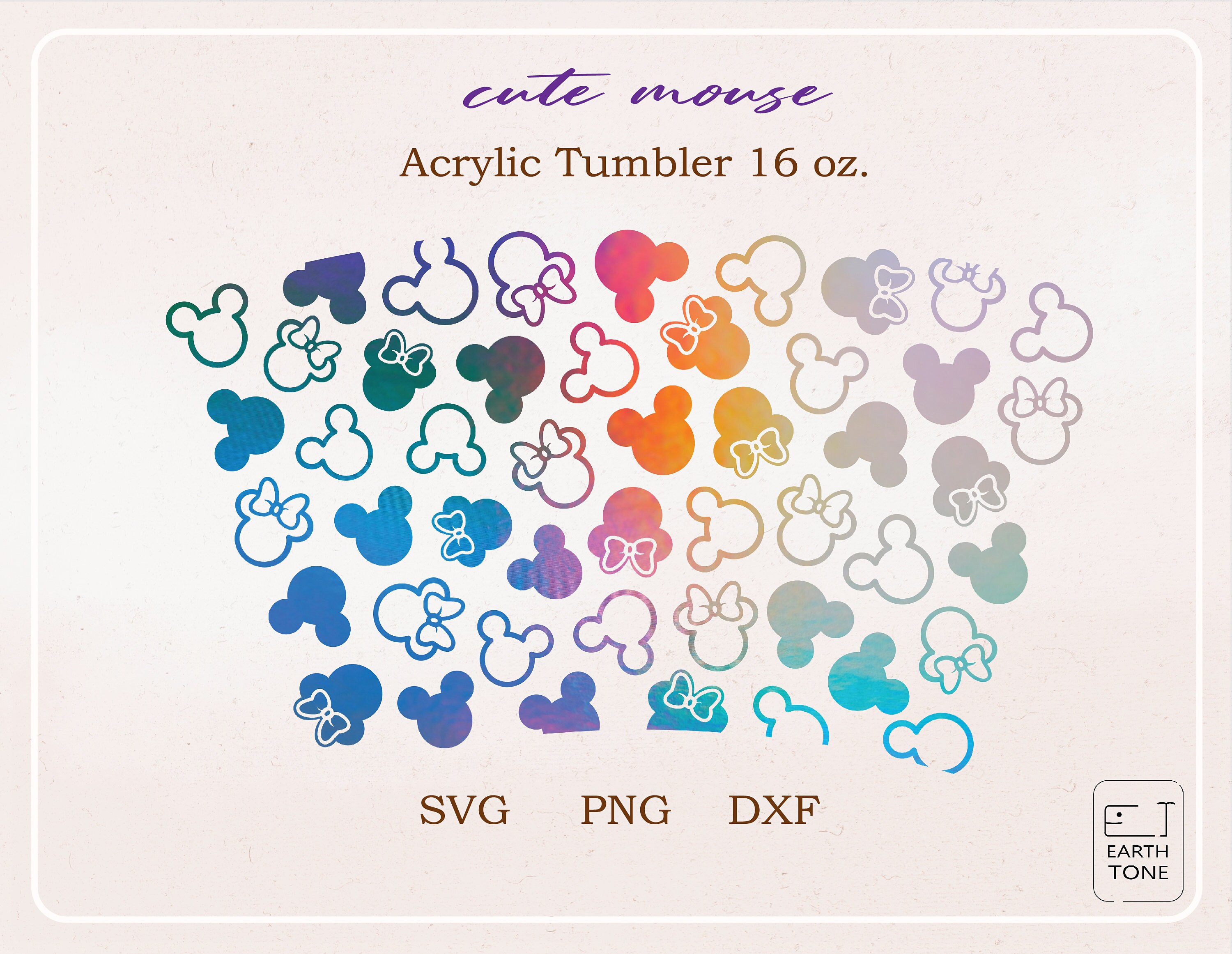 Cute Mouse Seamless Mouse love Full Wrap for Acrylic - Etsy