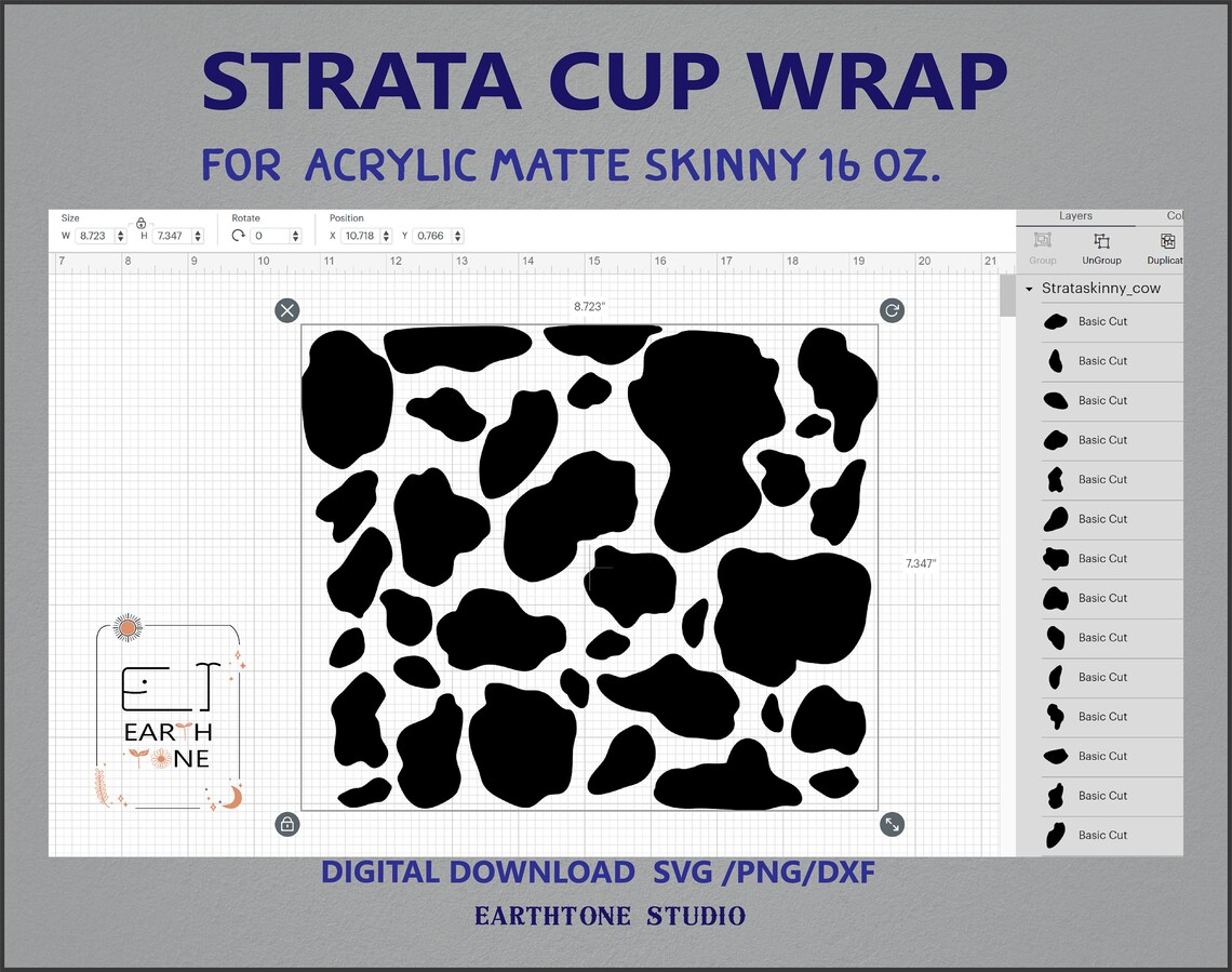 Cow personal Cup Cow Print Animal Full Wrap for Strata - Etsy