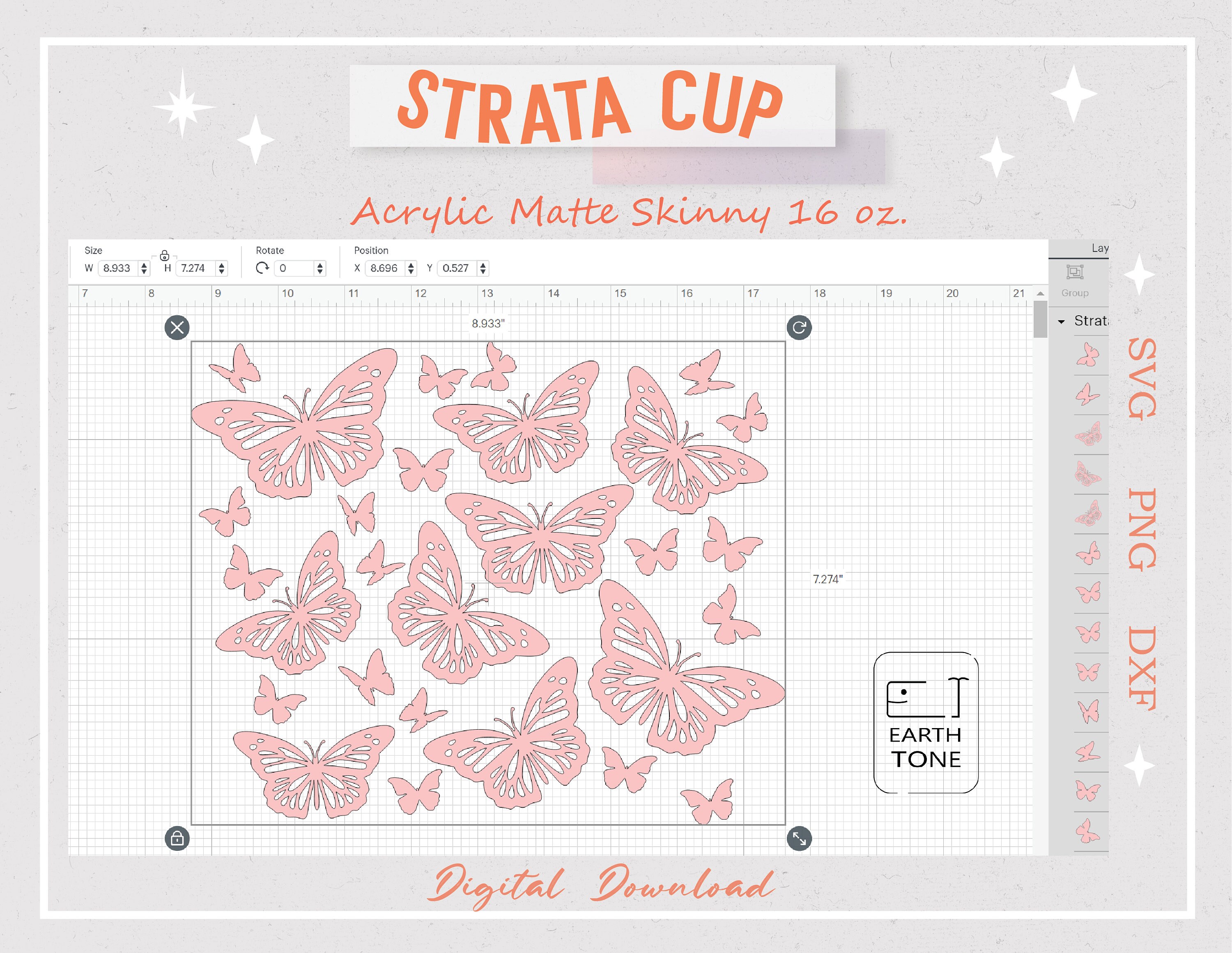 Butterfly Strata Svg Full Wrap for Strata Acrylic Matte Skinny - Etsy