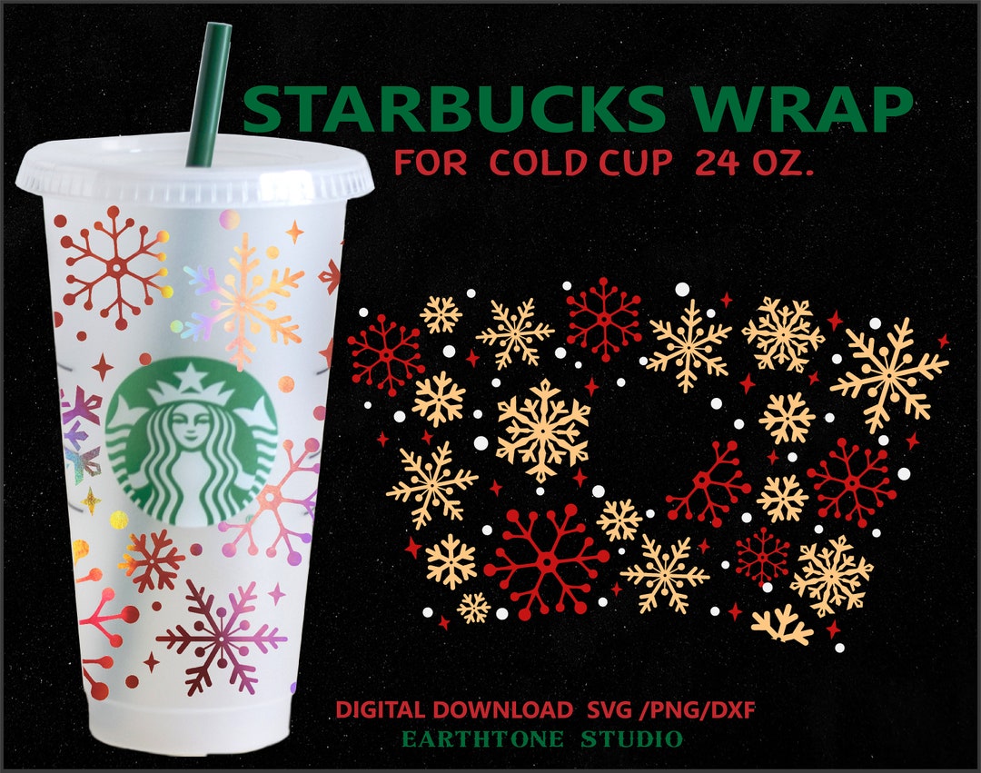 Snow Cup, Merry Christmas, Snowflake Winter Full Wrap for Starbucks ...