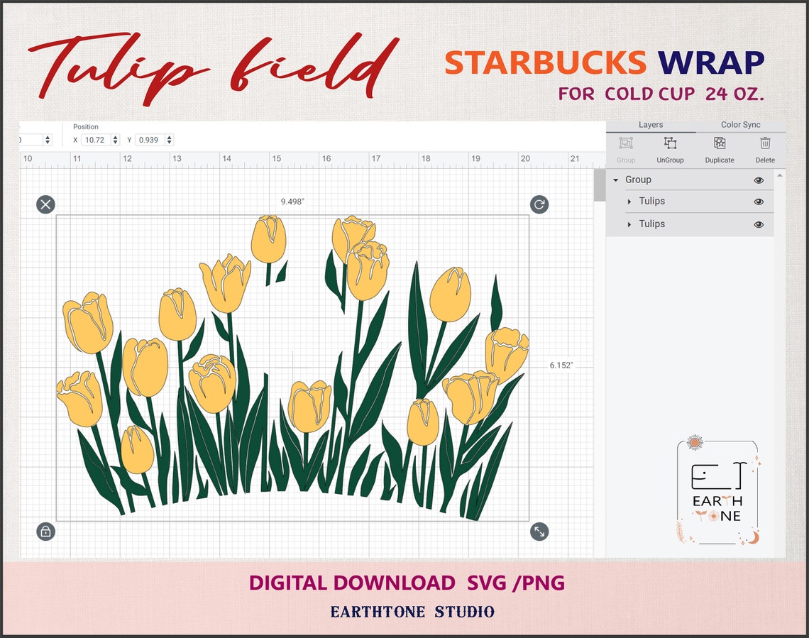 Floral Wrap Cup tulip Flower Spring Vibe Full Wrap for - Etsy
