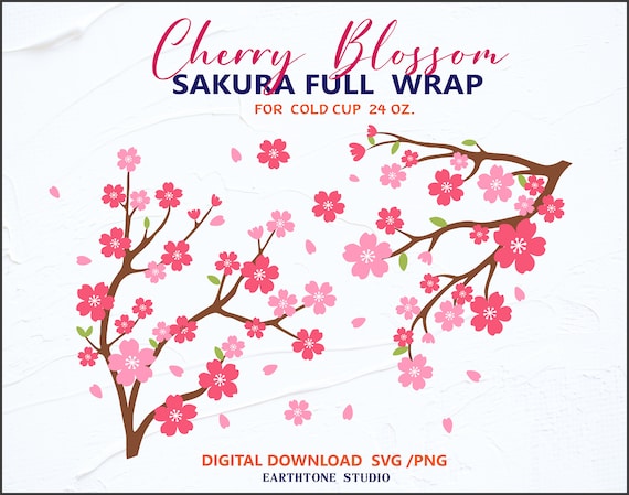 Cherry Blossom Floral Sakura spring Flower Full Wrap Svg - Etsy