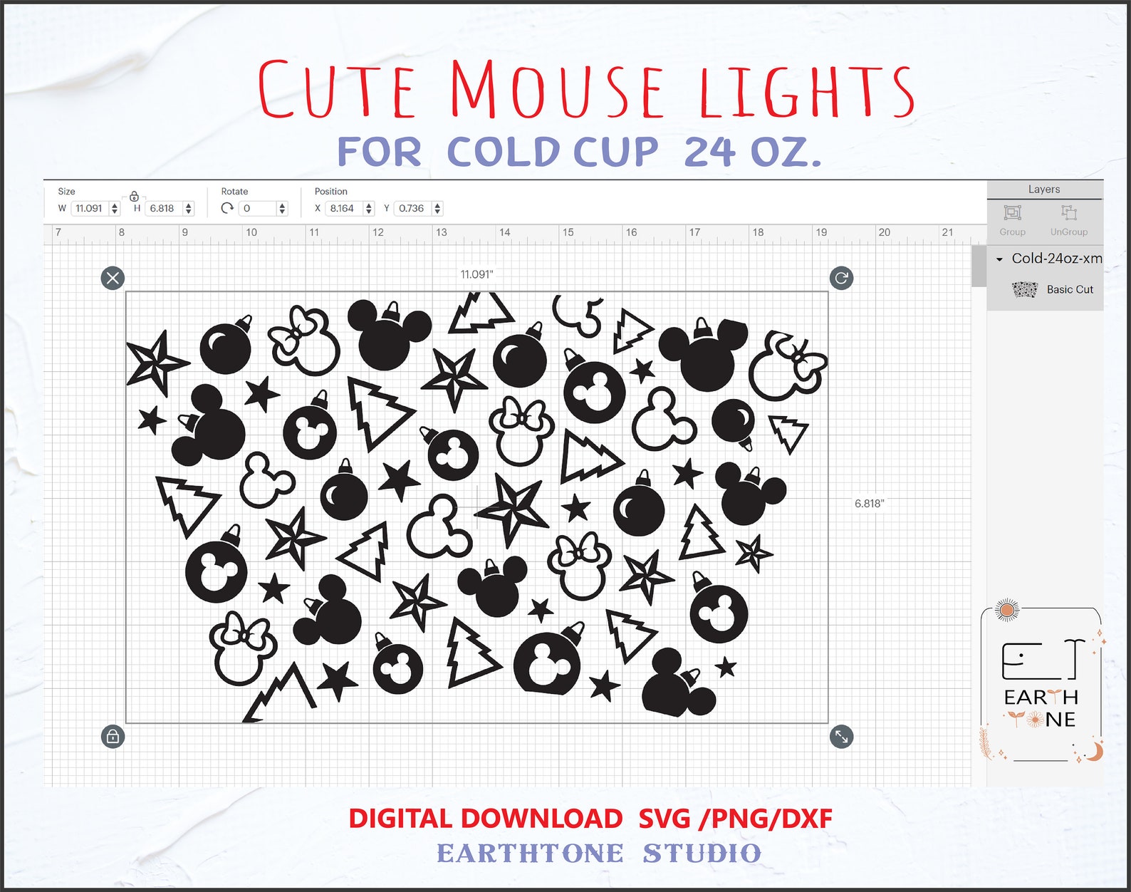 Mouse Lights Ornament winter Merry Christmas no Hole Full - Etsy