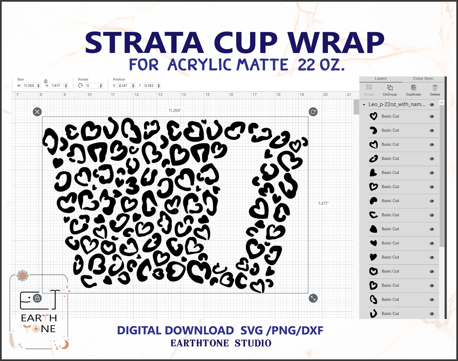 Leopard Heart cheetah Print name personal Cup Full Wrap for - Etsy