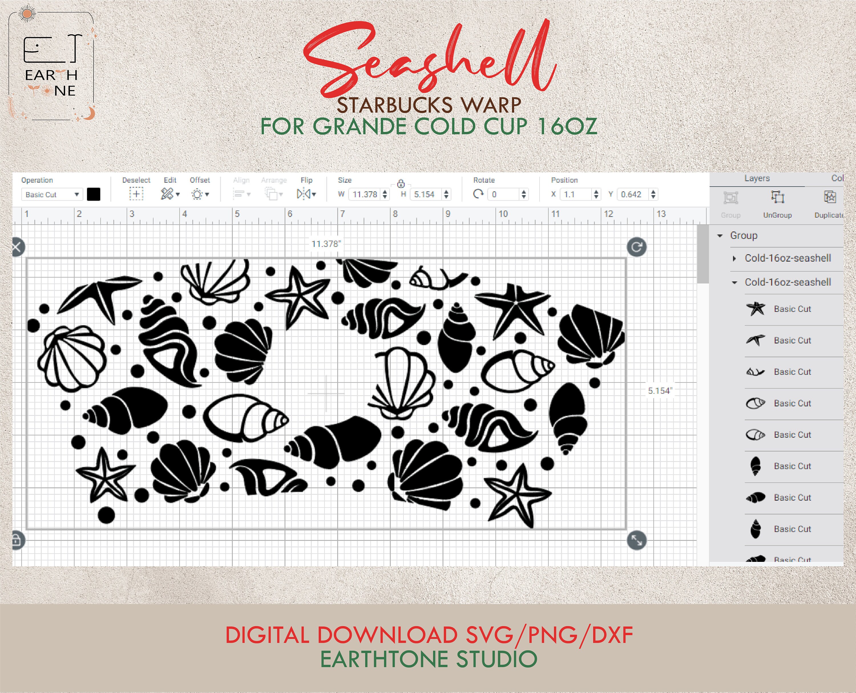 Seashell SVG Ocean Svg Seashell Svg Full Wrap for Mini Cold - Etsy