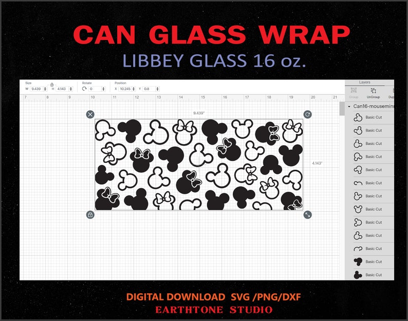 Cute Mouse mouse winter Wrap for Libbey Glass 16oz - Etsy