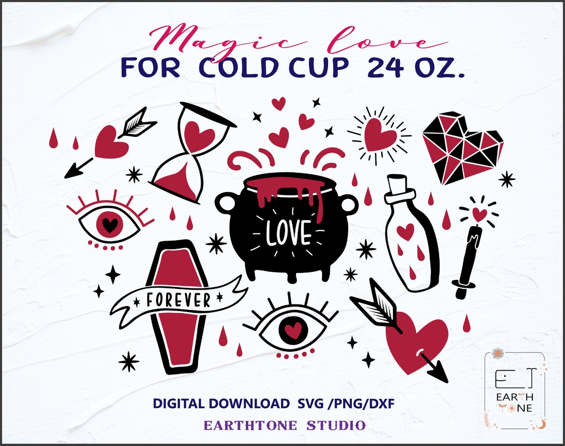 Valentine Svg magic Love Cup Sweet Hearts Full Wrap for No | Etsy