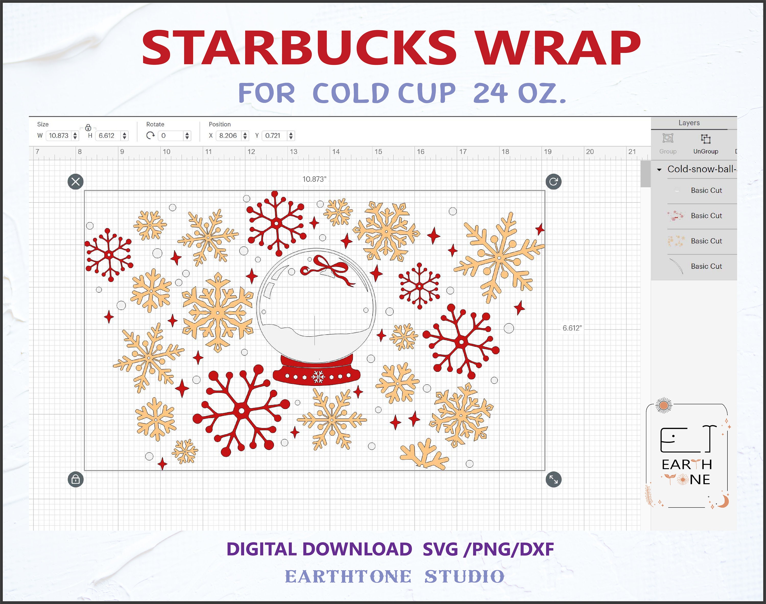 Snow Ball Merry Christmas Snowflake Winter Full Wrap for - Etsy