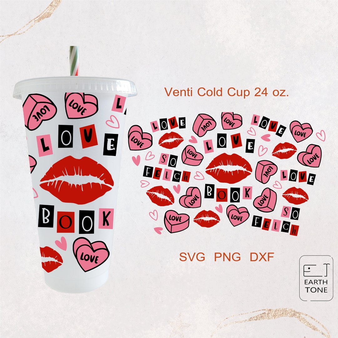 Valentine Cold Cup Wrap, Love Book Cold Cup Svg, Full Wrap No Hole for ...
