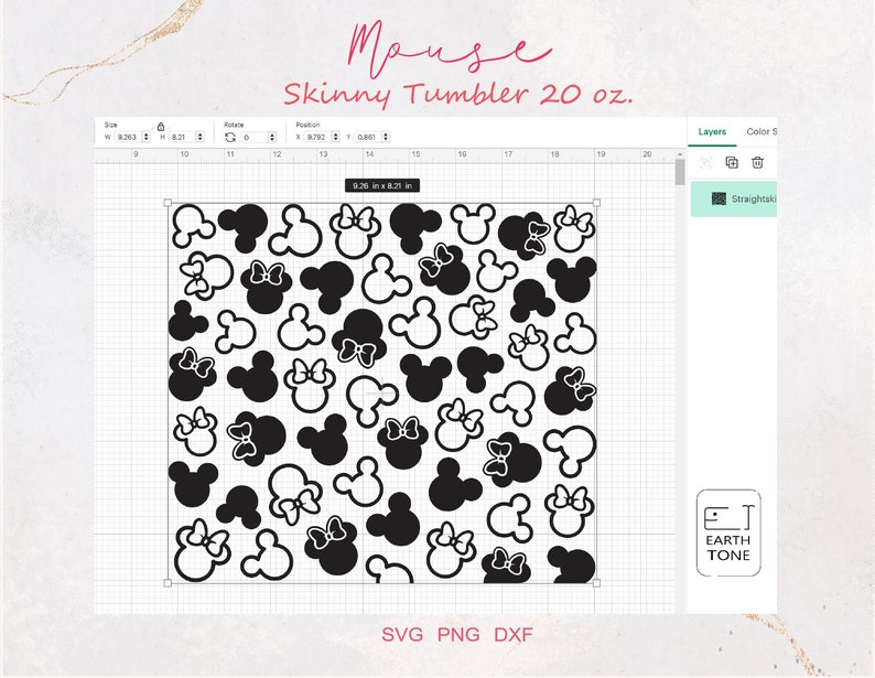 Cute Mouse Face 20oz Skinny Tumbler Wrap, Cricut SVG PNG DFX (digital ...