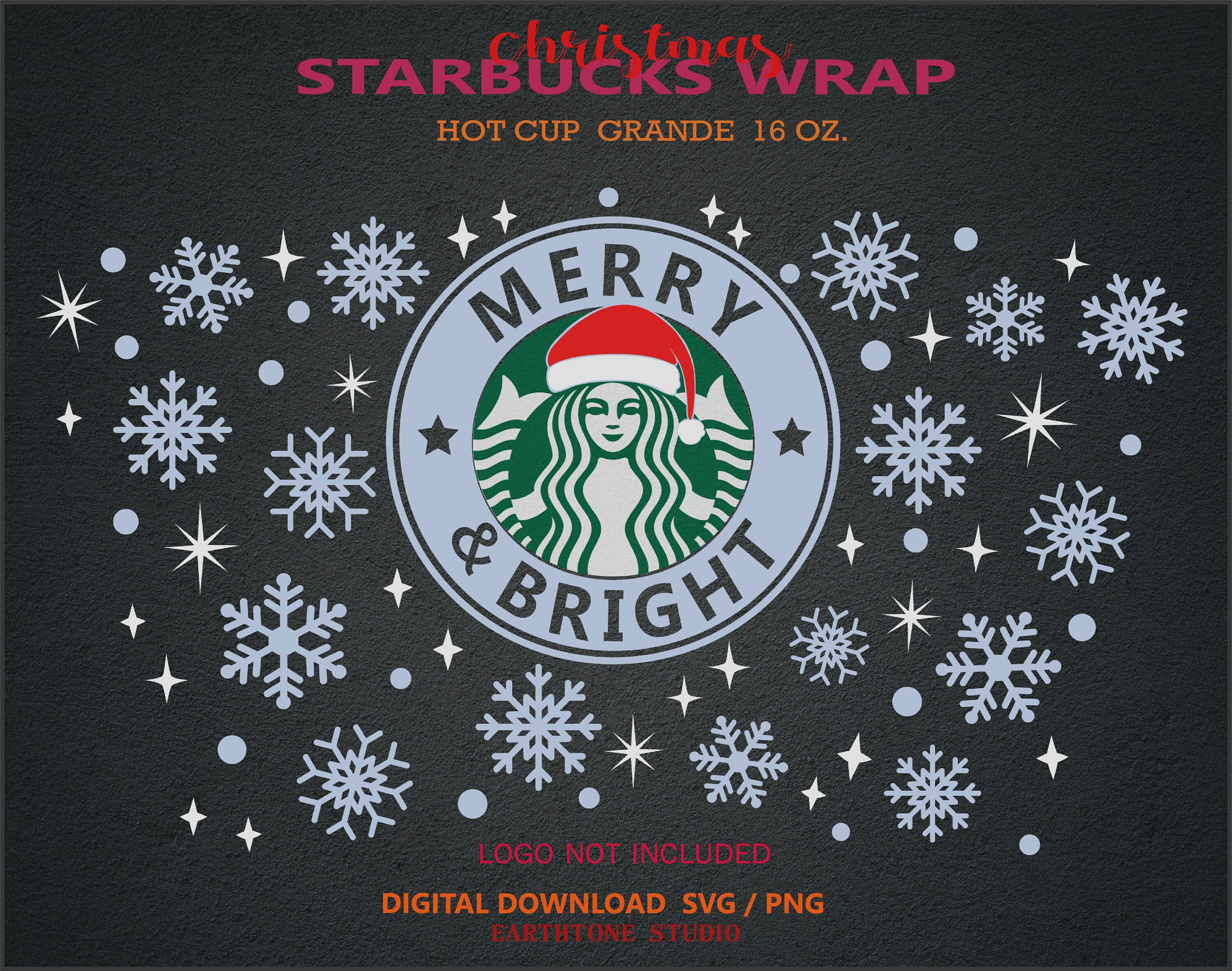 Merry Bright Snowflake christmas snow winter Full Wrap for - Etsy