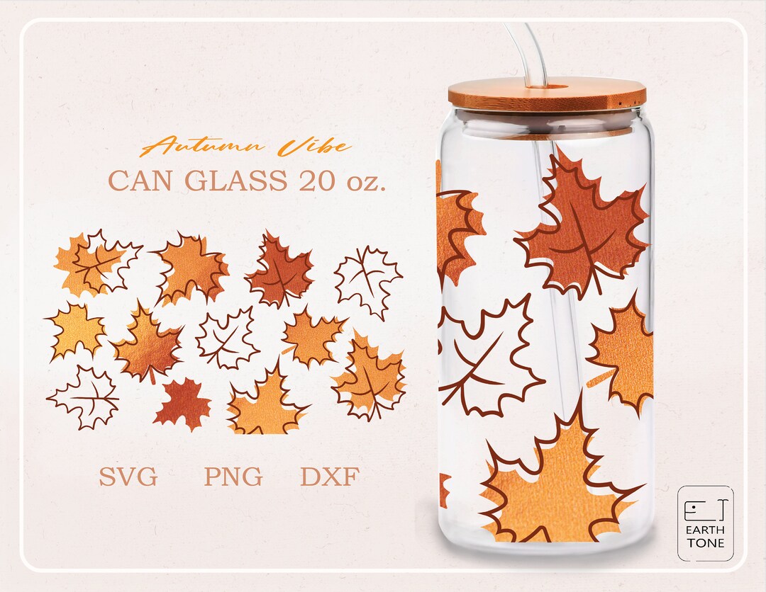 Autumn Vibe Cup, Fall Leaves, Maple Leaf, Full Wrap for Can Beer Glass ...
